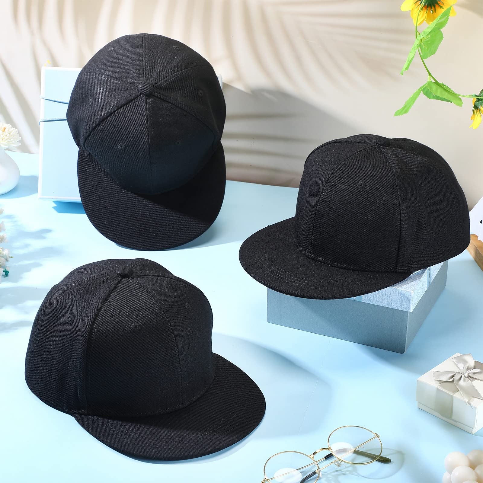 Blank Baseball Cap Bulk Classic Snapback Hat Adjustable Back Strap Sublimation Hats Plain Unisex Trucker Hat Hip Hop Hat (36 Pack)