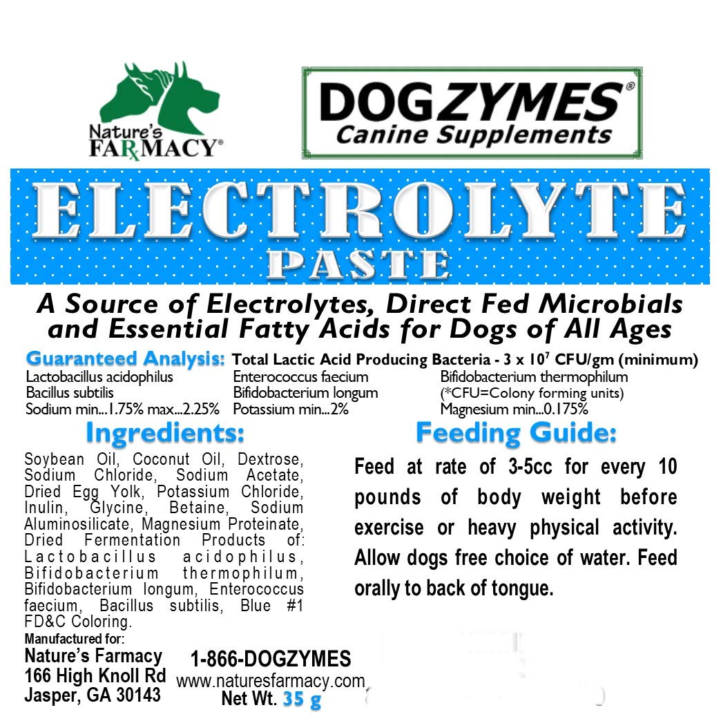 Dogzymes Canine Electrolyte Paste Complete Electrolyte Formula That is Great for Agility, Field, Hunt and Herding Trials, Lure Coursing, Protection Work, SAR Work or just Plain hot Weather Showing.