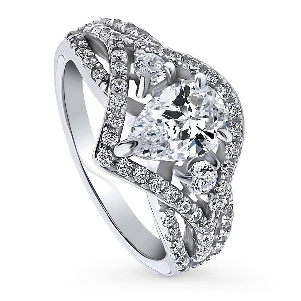 BERRICLE Sterling Silver Woven Wedding Engagement Rings Cubic Zirconia CZ Statement 3-Stone Cocktail Ring for Women, Rhodium Plated Size 5