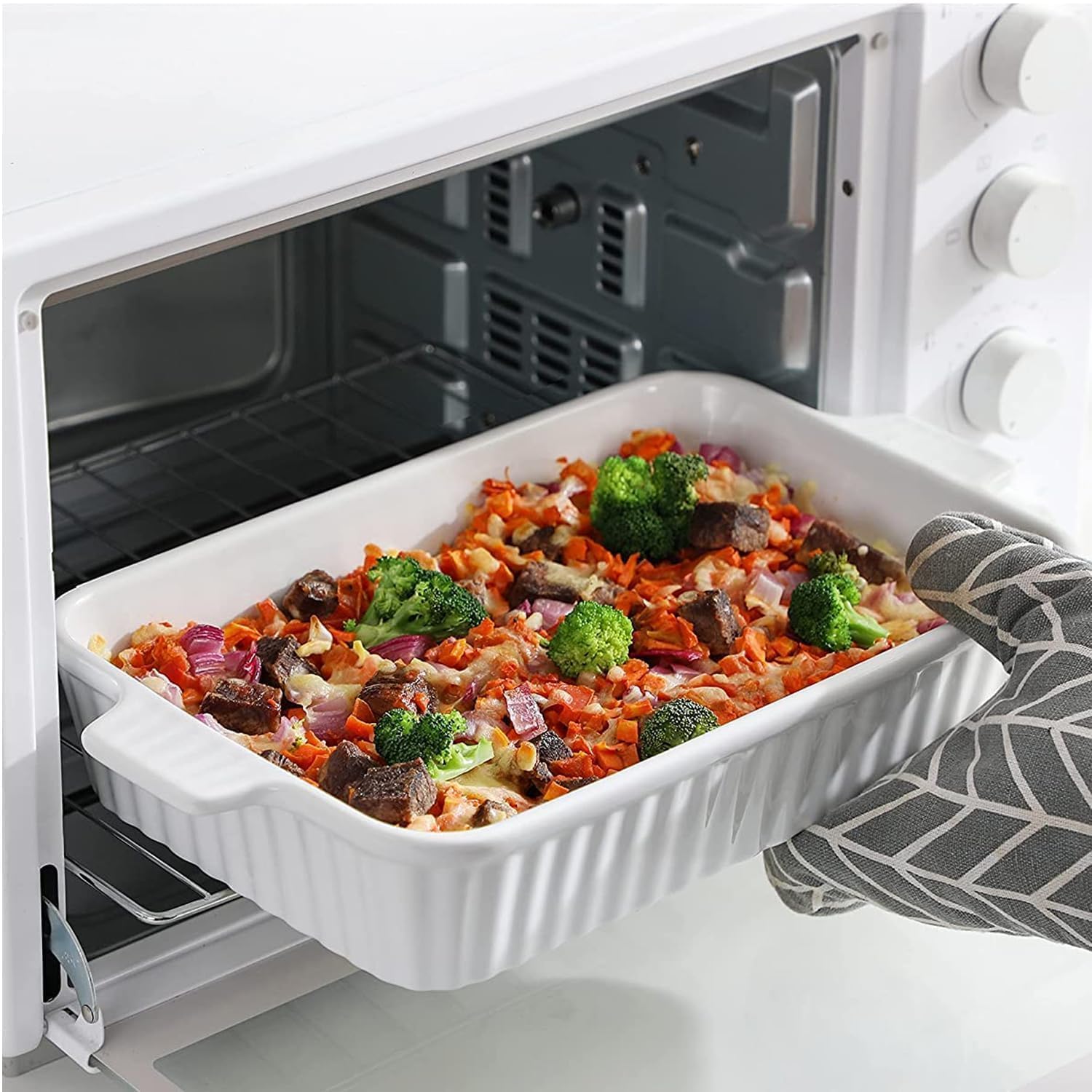 Casserole Dish, 9" Lasagna Baking Dishes for Oven, Ceramic Baking Pan Deep with Handles, Oven Safe and Durable Bakeware, Lasagna Pan for Home&Kitchen Decor Gifts