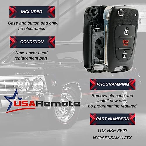 fits 2012-2014 Kia Rio / 2010-2013 Kia Soul Flip Key Fob Remote Case Shell (NYOSEKSAM11ATX)