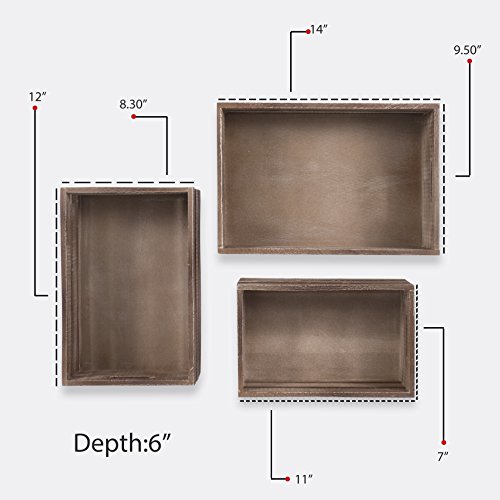 Wallniture Rustic Wine Rack Storage Baskets Wall Mount Wooden Crates Walnut Set of 9