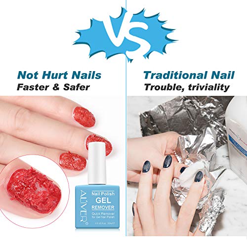 Gel Nail Polish Remover(15ML) - Professional Removes Nail Polish in 3-5 Minutes, Quickly & Easily, Not Hurt Nails with 1 PCS Cuticle Pusher + 1 PCS Nail Polish Scraper Blue