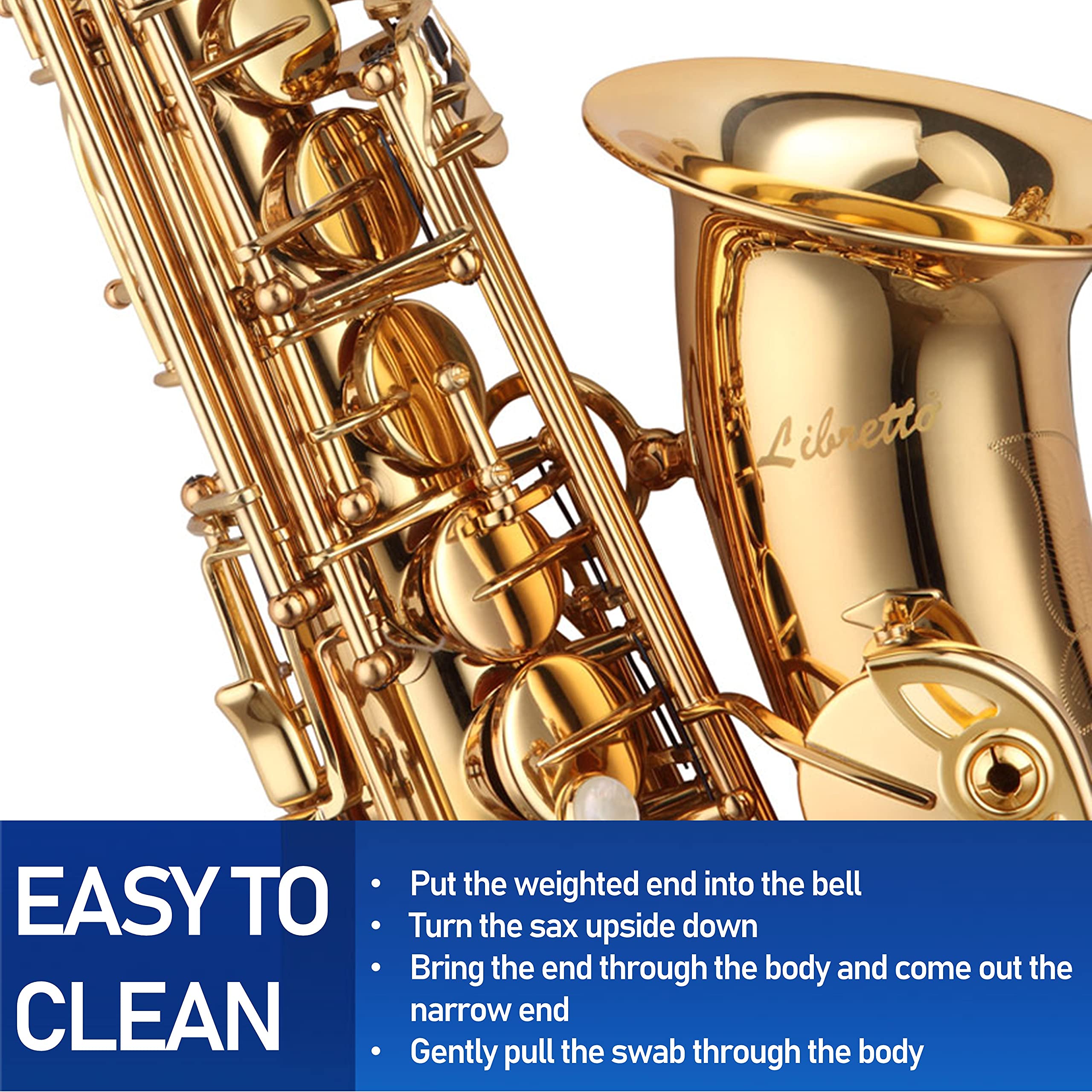 Libretto Alto Saxophone Swab, 100% Lint Free Micro-Fiber, Absorbent & Compressible, Premium & Cost-Effective, Great to Extend the Life of Sax!