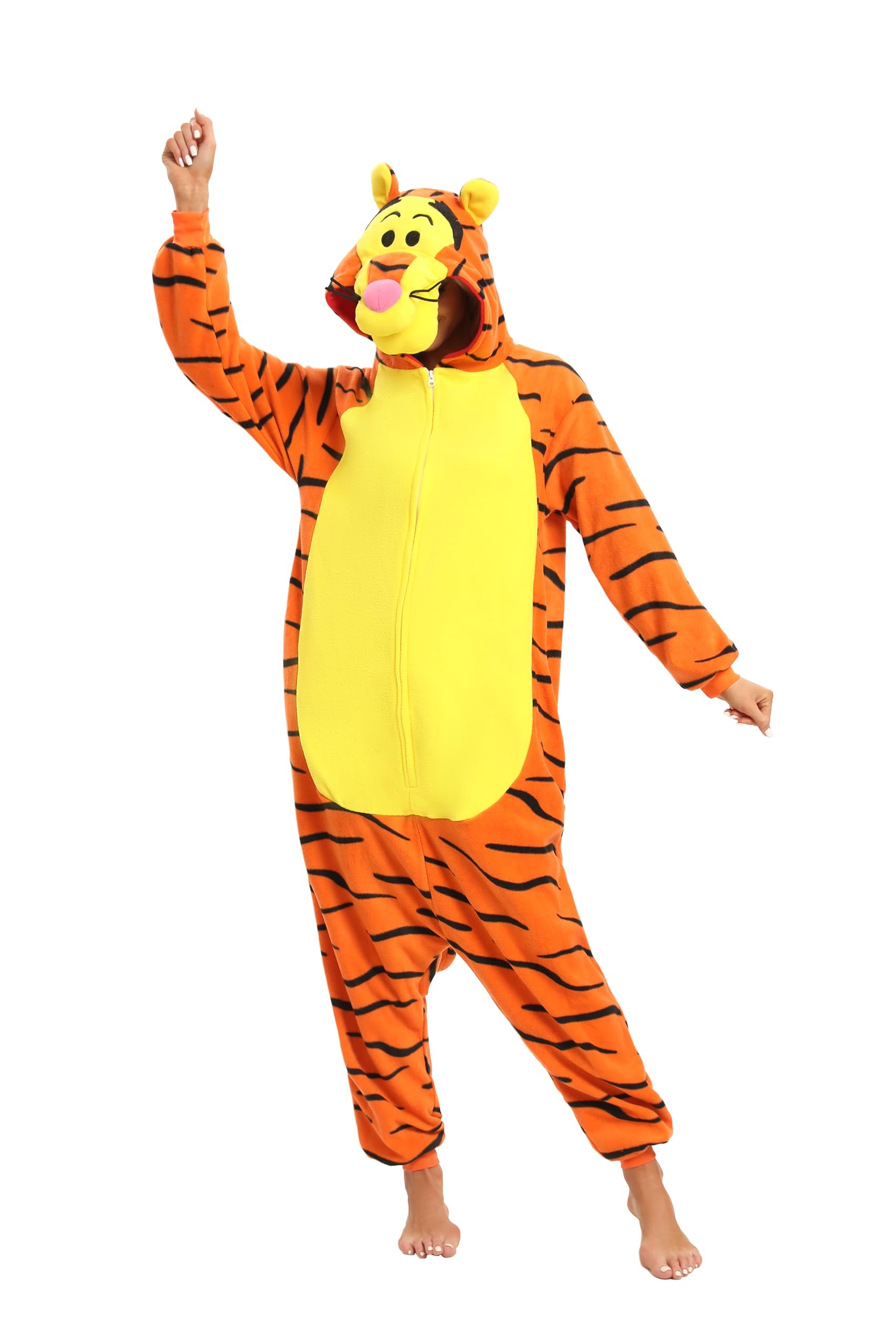 BGOKTA Halloween Animal Onesie Pajamas for Adults Stitch Costume Cosplay Homewear One Piece