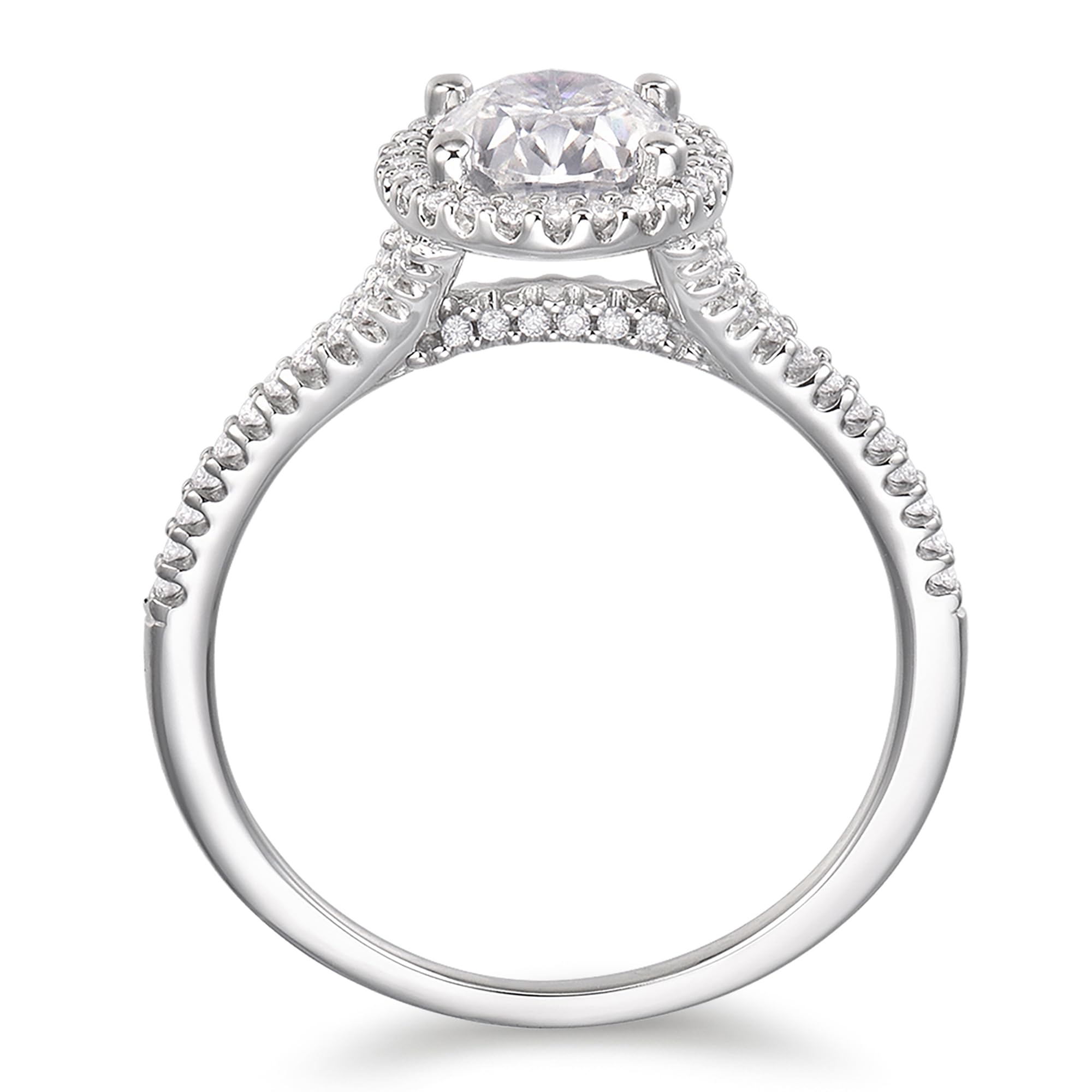 CGSRING 1.5 Carat Oval Cut Moissanite Engagement Ring Hidden Halo Oval Moissanite Rings for Women (9.5)