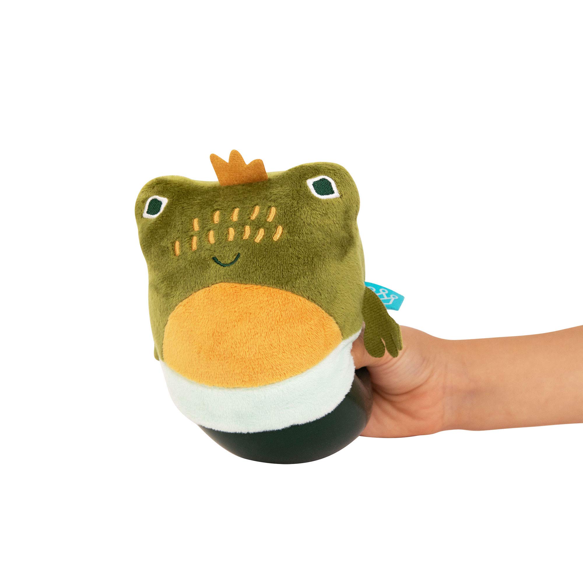 Manhattan Toy Wobbly Bobbly Frog Weighted, Soft Silicone Wobble Ball with Embroidered Plush Baby & Toddler Toy