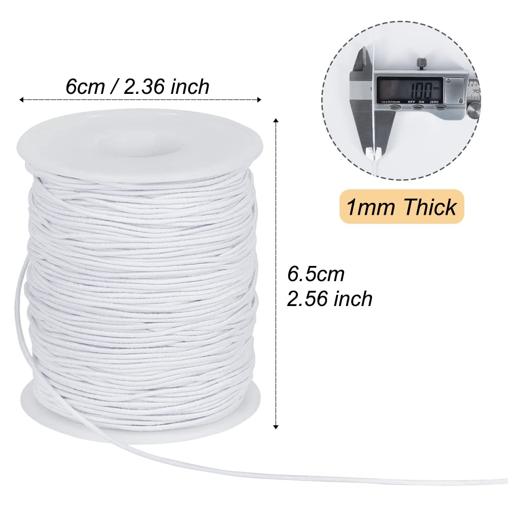 White Elastic String, 328 Feet 1mm Stretchy Bracelet String Bead Cord for Bracelets, Necklaces, Jewelry Making, Beading, Pony Beads and Crafts