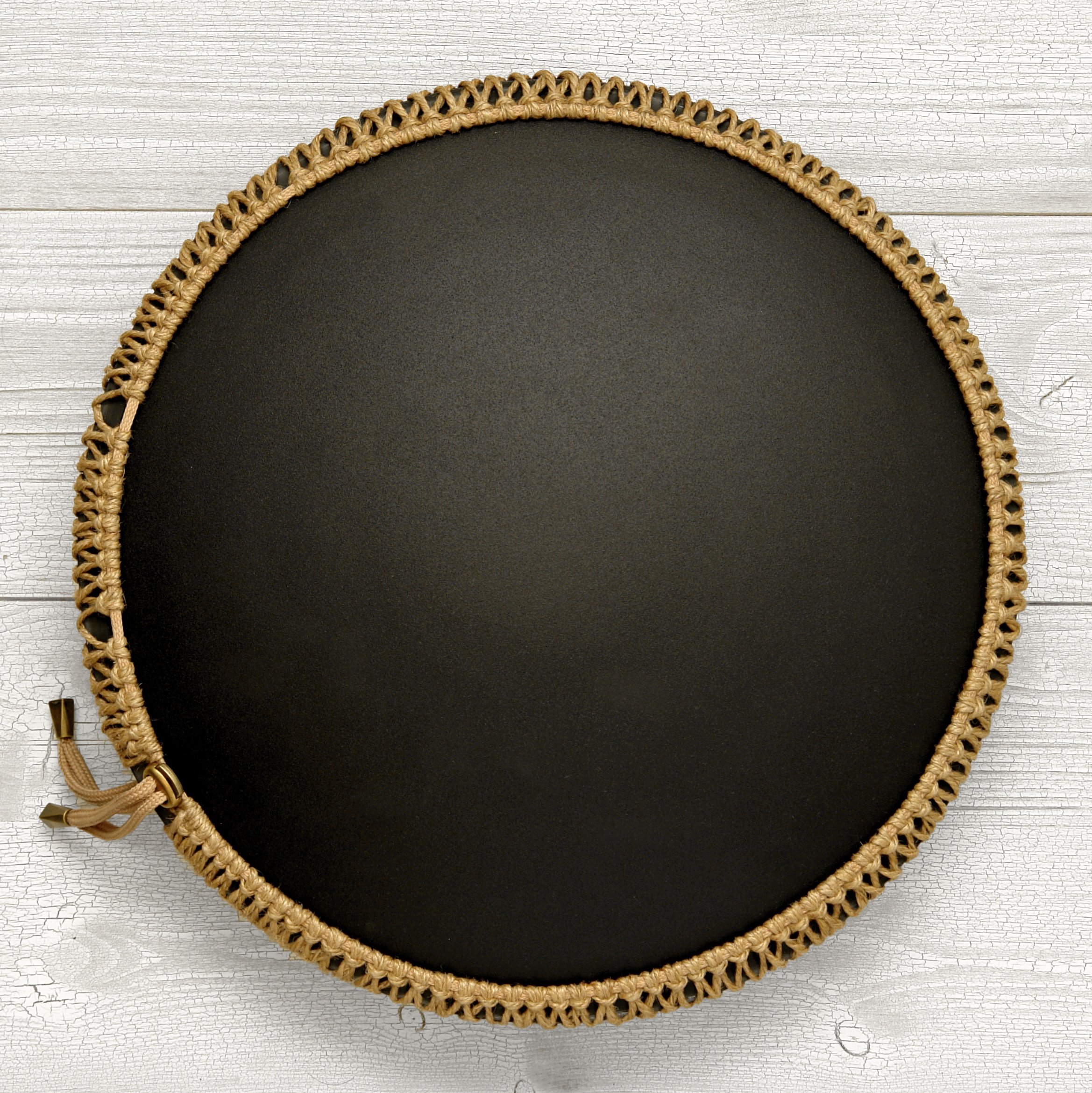 GUDA DRUM Freezbee Black with Ice Flower design, FREE Rope Decoration and Travel Bag