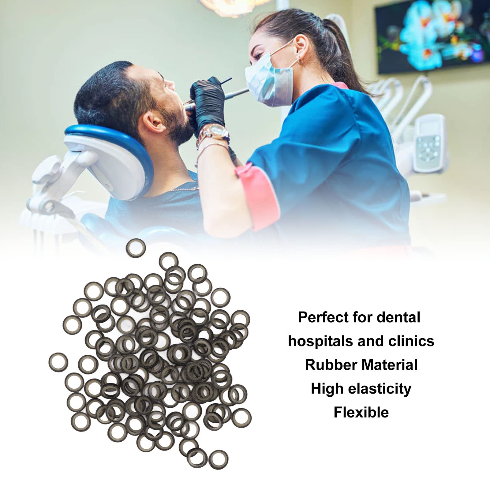 Brace Rubber Band, Rubber Band 1/8 Inch 500pcs Flexible Professional for Dental Hospital(Black)
