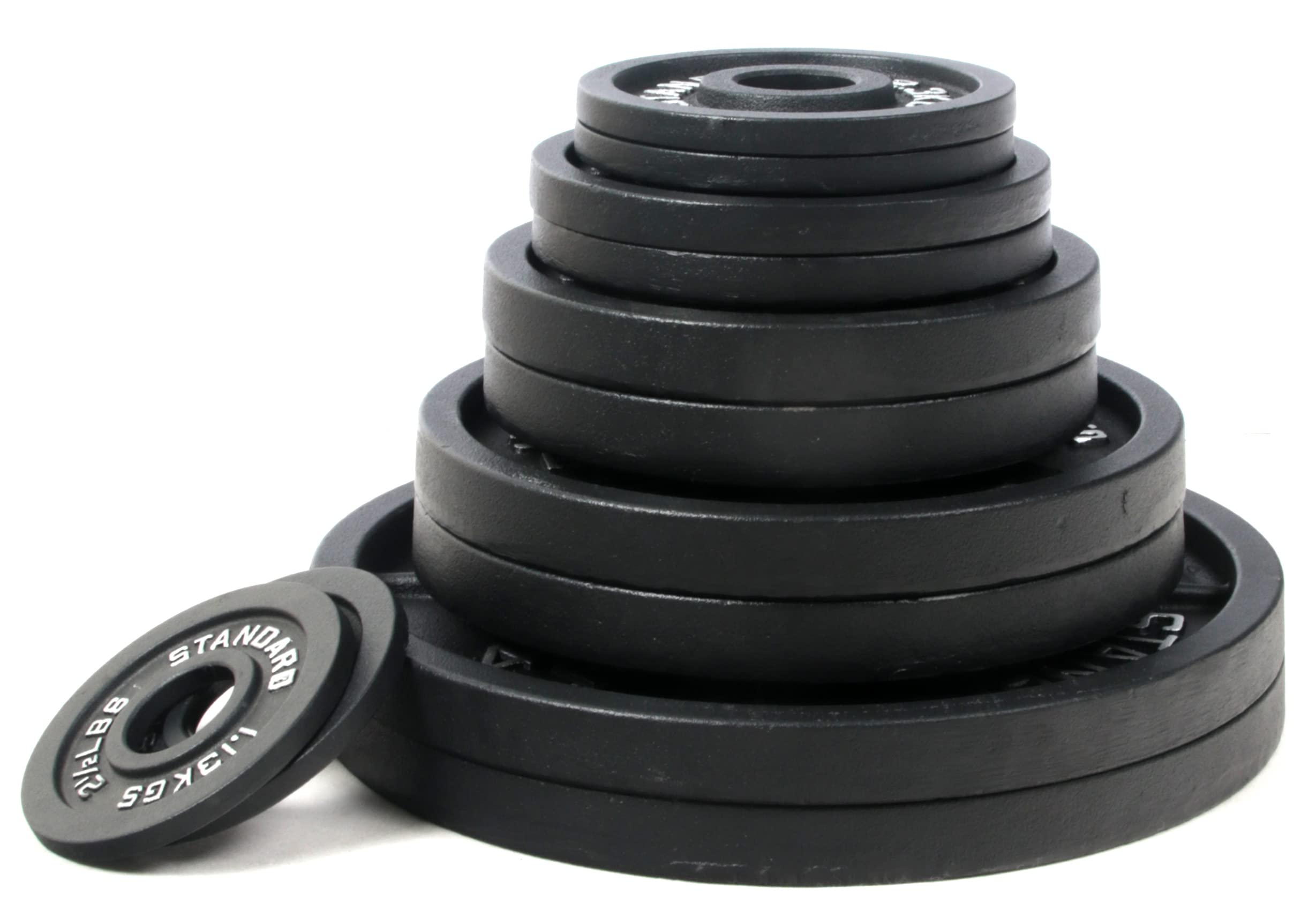 BalanceFrom Cast Iron Plate Weight Plate for Strength Training and Weightlifting, 1-Inch or 2-Inch, Standard or Olympic 2INSTD-245SET