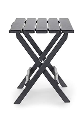 Camco Large Adirondack Portable Outdoor Folding Side Table - Perfect for The Beach, Camping, Picnics, Cookouts and More - Weatherproof and Rust Resistant - Charcoal (21047)