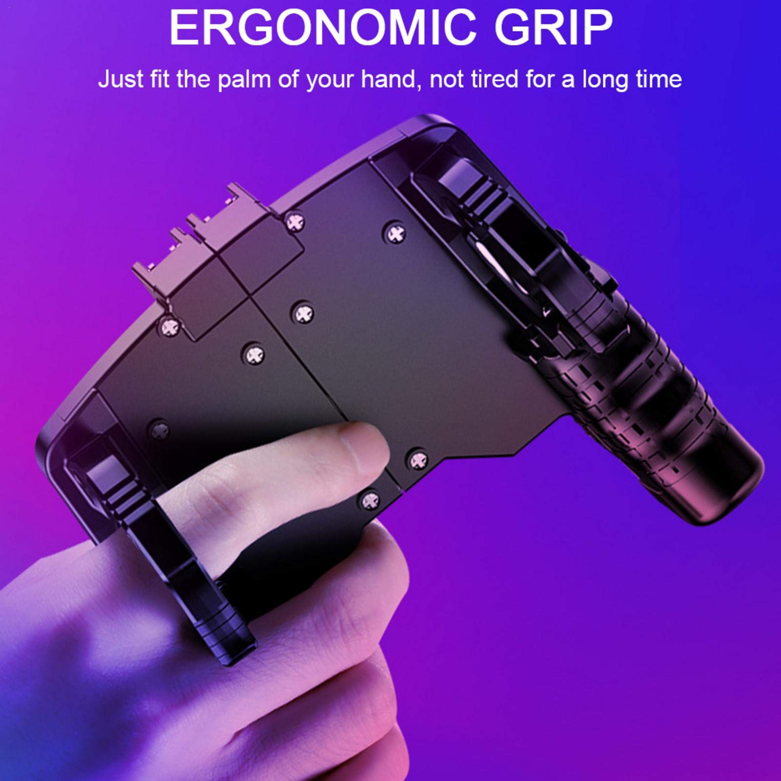 maojin K21 PUGB Helper 4 Finger Linkage Game Handle, Peace Elite Fast Shooting Button Controller for PUBG Rules of Survival Game Trigger Joystick Gamepad for Phone