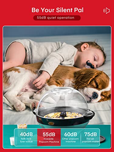 Popcorn Machine, 28cups Popcorn Maker with Stirring Rod, Detachable & Nonstick Plate, Hot Oil Popcorn Popper Maker Easy to Use, 6Qts Large Lid for Serving Bowl, 2 Measuring Spoons & Cool Touch Handles