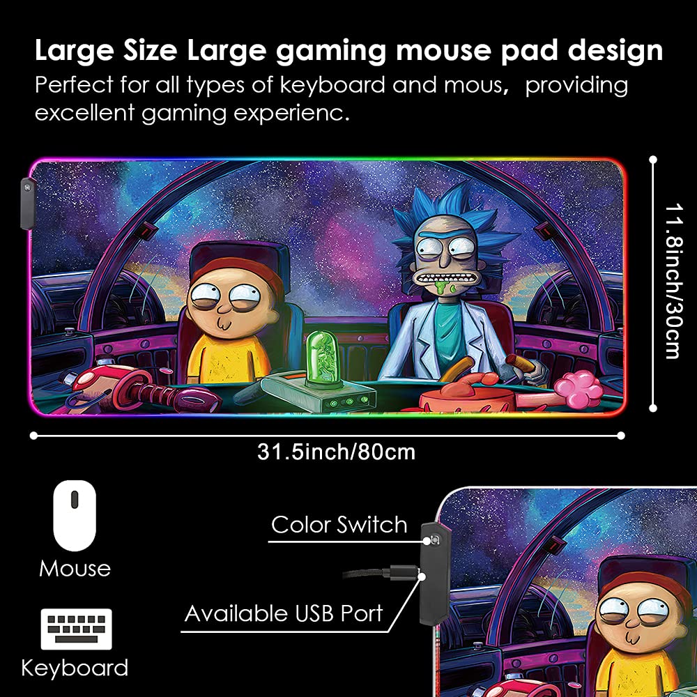 Beymemat RGB Gaming Mouse Pad, Professional Non-Slip Rubber Base Led Large Mouse Pad for PC, Laptop, Desk, 31.5×11.8 in (80x30 fgdinner06)