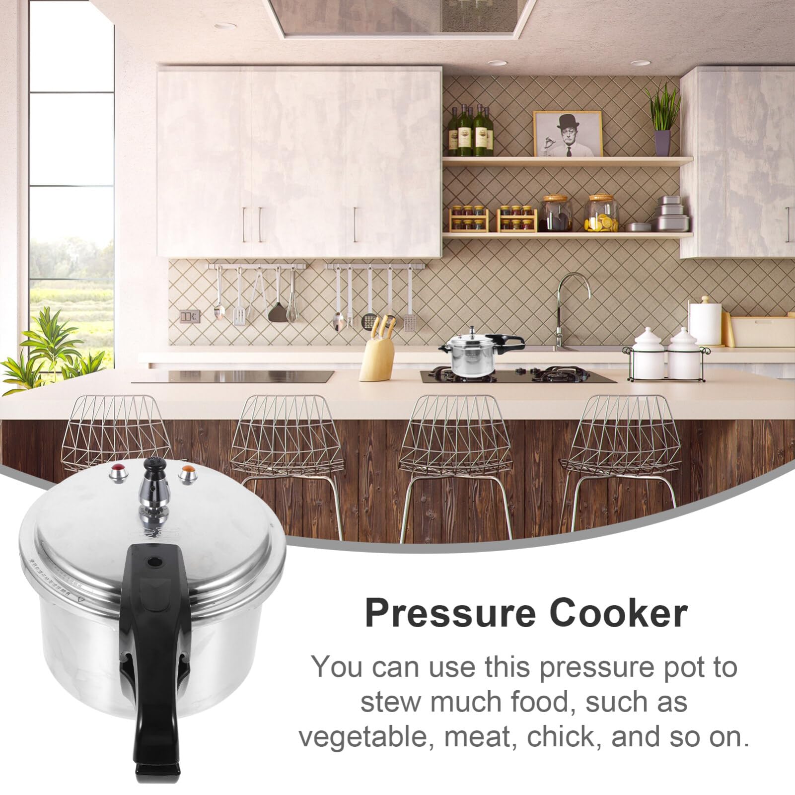 DOITOOL Aluminum Pressure Cooker 22cm/8.7inch Bottom Mini Pressure Cooker for Gas Stove Induction Cooker, Silver