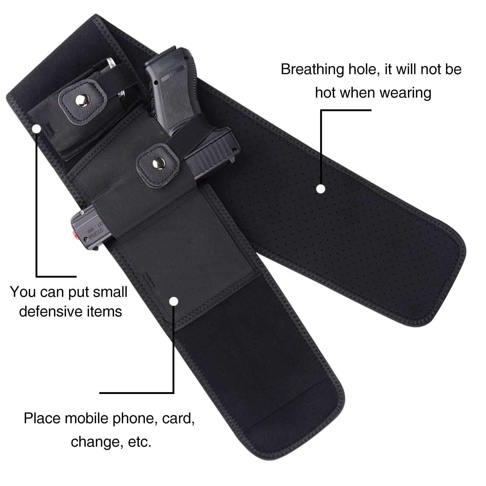 Belly Band Gun Holster for Concealed Carry, Diving Material Belt,IWB Gun Holsters,for Men and Women,50inch
