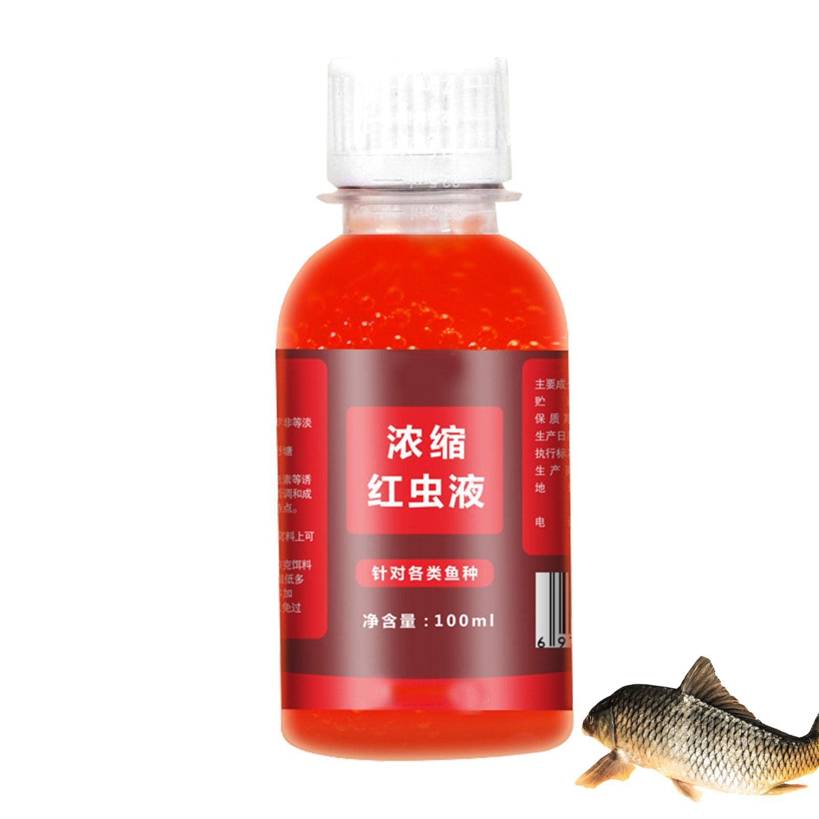 Bait Fish Additive,100ml Concentrated Red Worm Liquid | Fishing Lures Baits, High Concentration Fish Bait Attractant Enhancer, Smell Lure Tackle Food for Trout Cod Carp Bass Generic