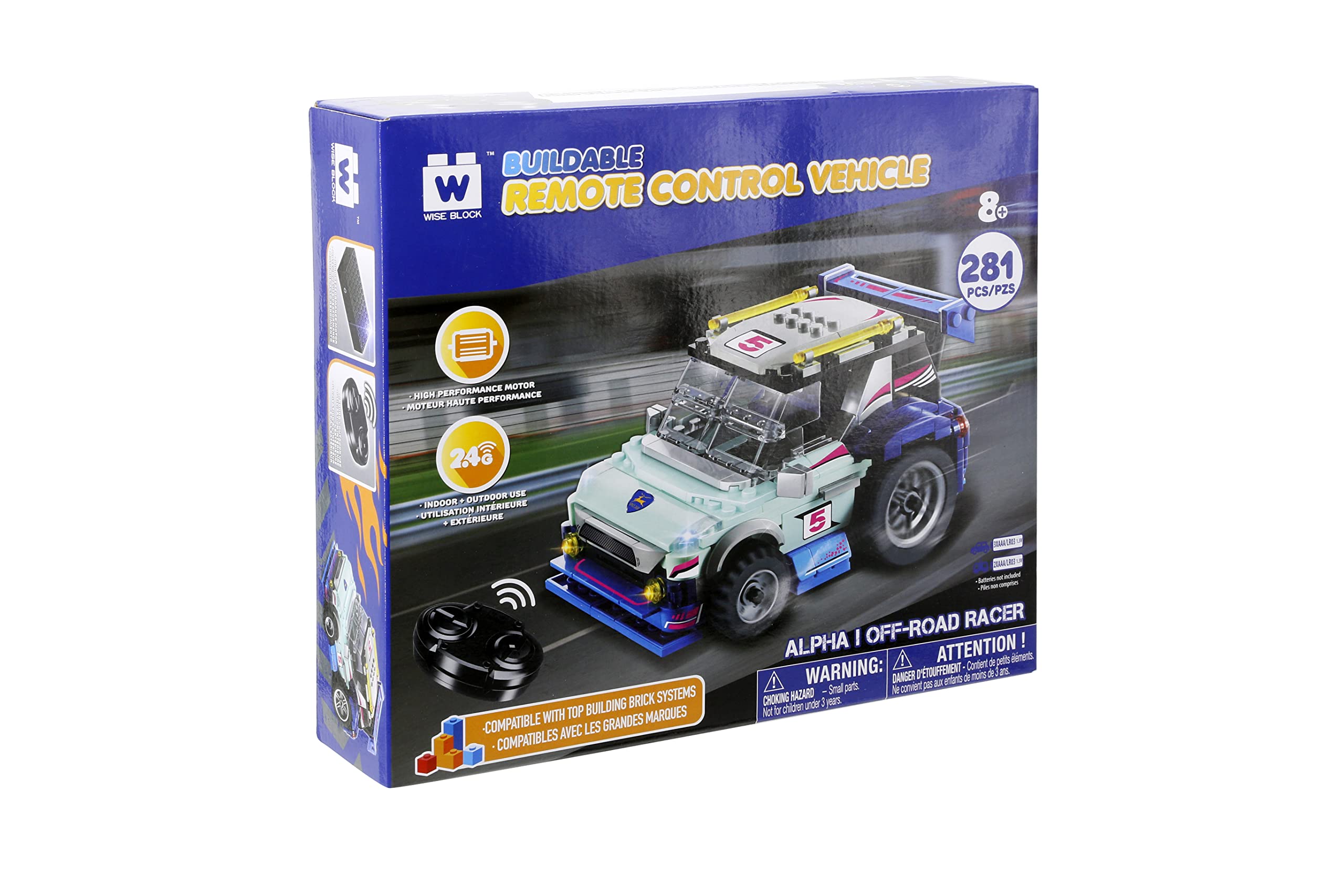 Wise Block Radio Control RC Building Set - 2.4GHz - Off-Road Racer - 289 Piece Kit - Compatible with Lego and Other Leading Brands (US389105)