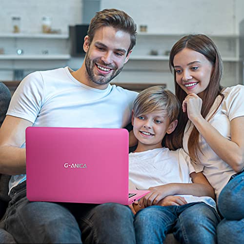 G-Anica Laptop Computer(10.1 inch), Quad Core Powered by Android 12.0, Netbook Computer with WiFi, Webcam and Bluetooth, Mini Laptop with Bag, Mouse, and Mouse Pad for Kids and Adults(Pink)