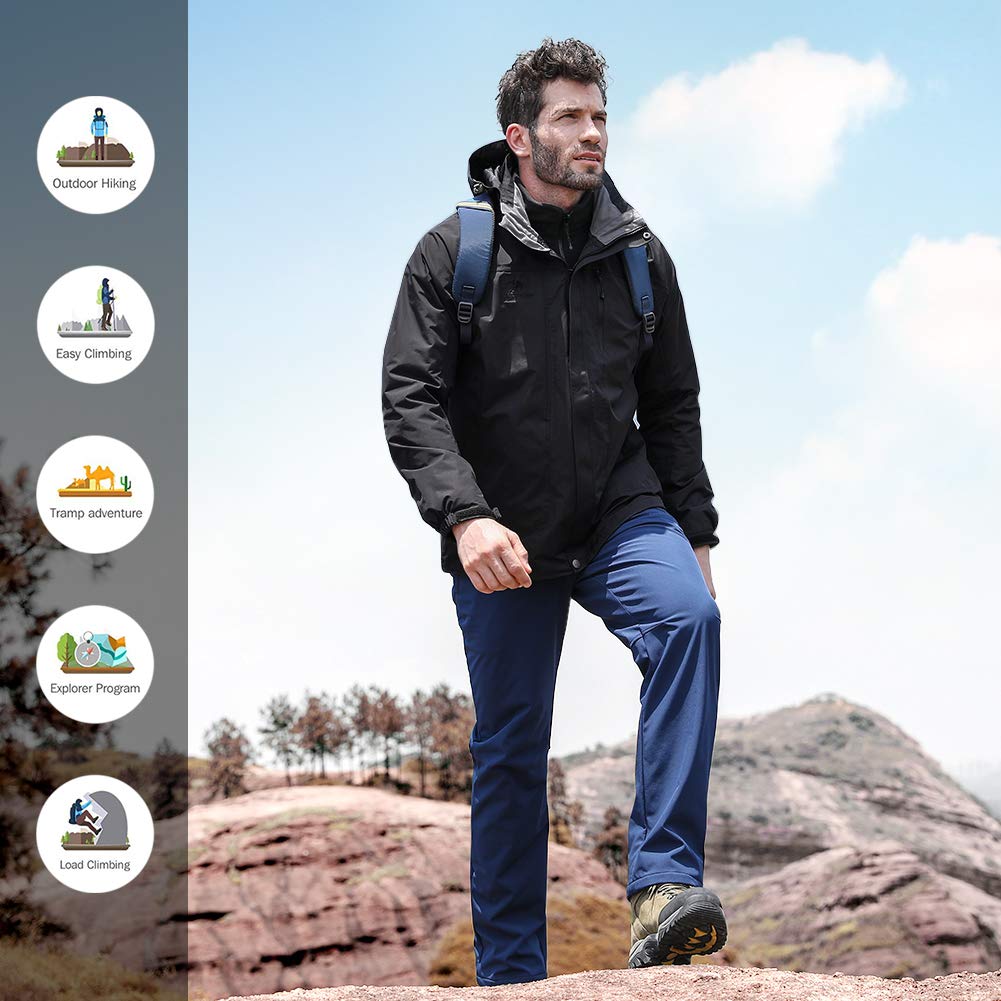 CAMEL CROWN Men’s Ski Jacket 3 in 1 Waterproof Winter Jacket Snow Jacket Windproof Hooded with Inner Warm Fleece Coat