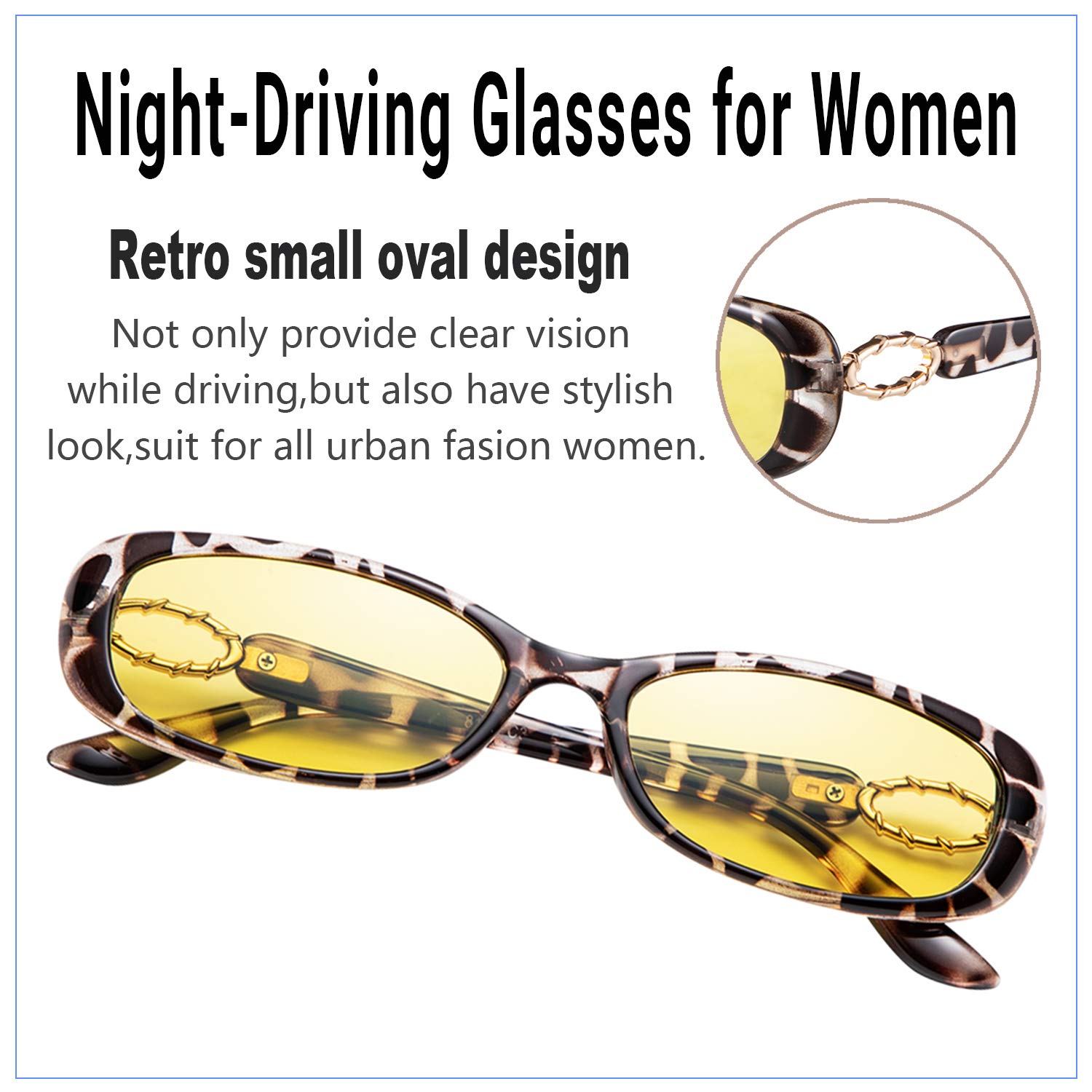 Berwke Night Driving Glasses for Women Anti Glare Polarized-Photochromic Night Vision Glasses Leopard