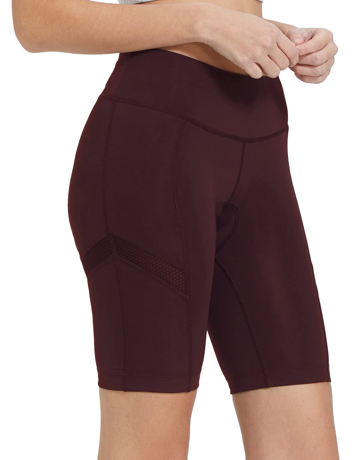 BALEAF Women's Bike Shorts 3D Padded Pocket Biker Cycling Bicycle Spinning Mountain Biking Shorts Gel UPF 50+ Wine Red XL
