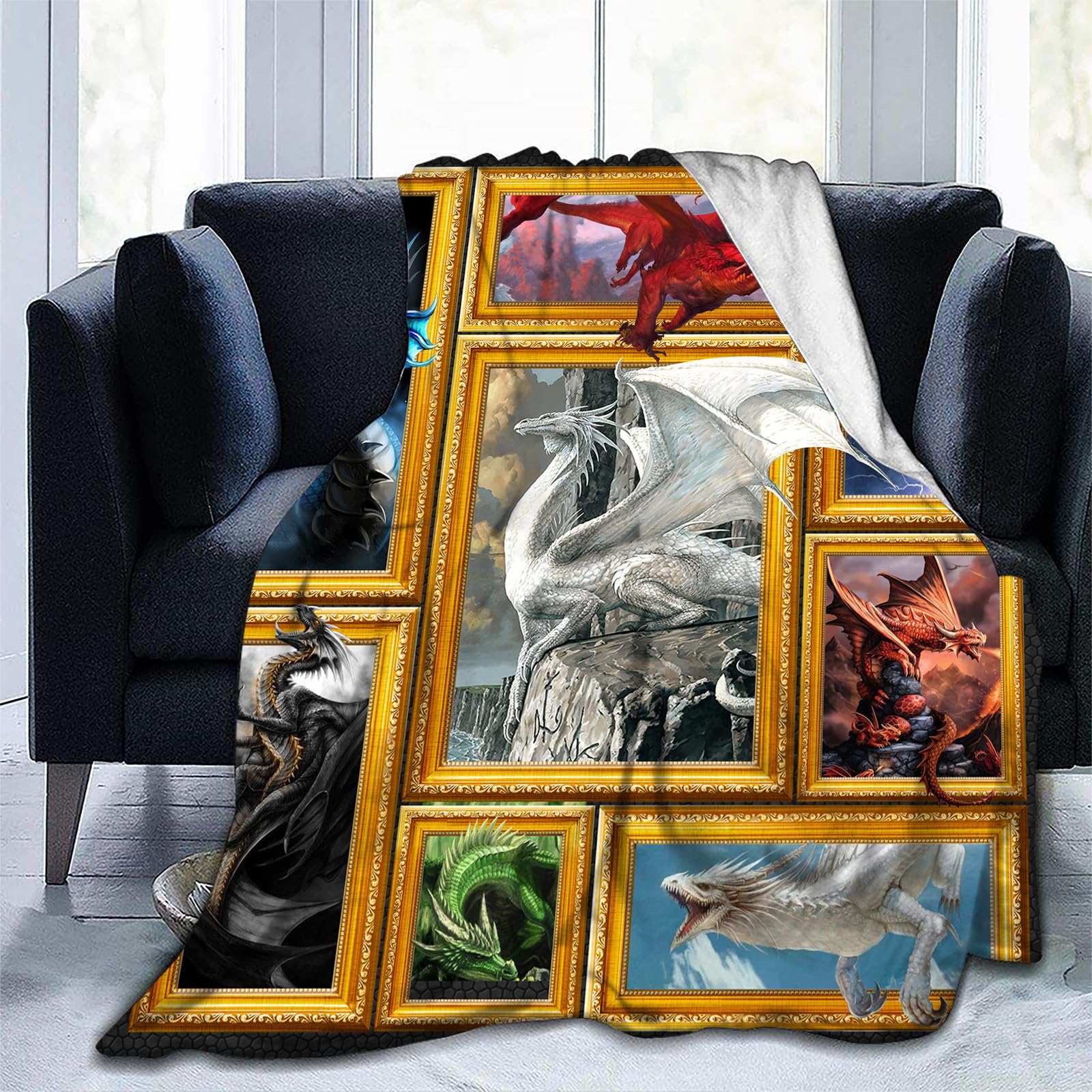 Dragon Blanket for Boys Men Dragon Throw Blanket for Kids Adults Ultra Soft Cozy Flannel Blanket for Couch Sofa Bed Blanket (50" x 60")