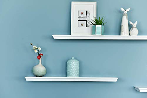 WELLAND 8" Deep Floating Shelves Wall Mounted Shelf (White, 48inch)