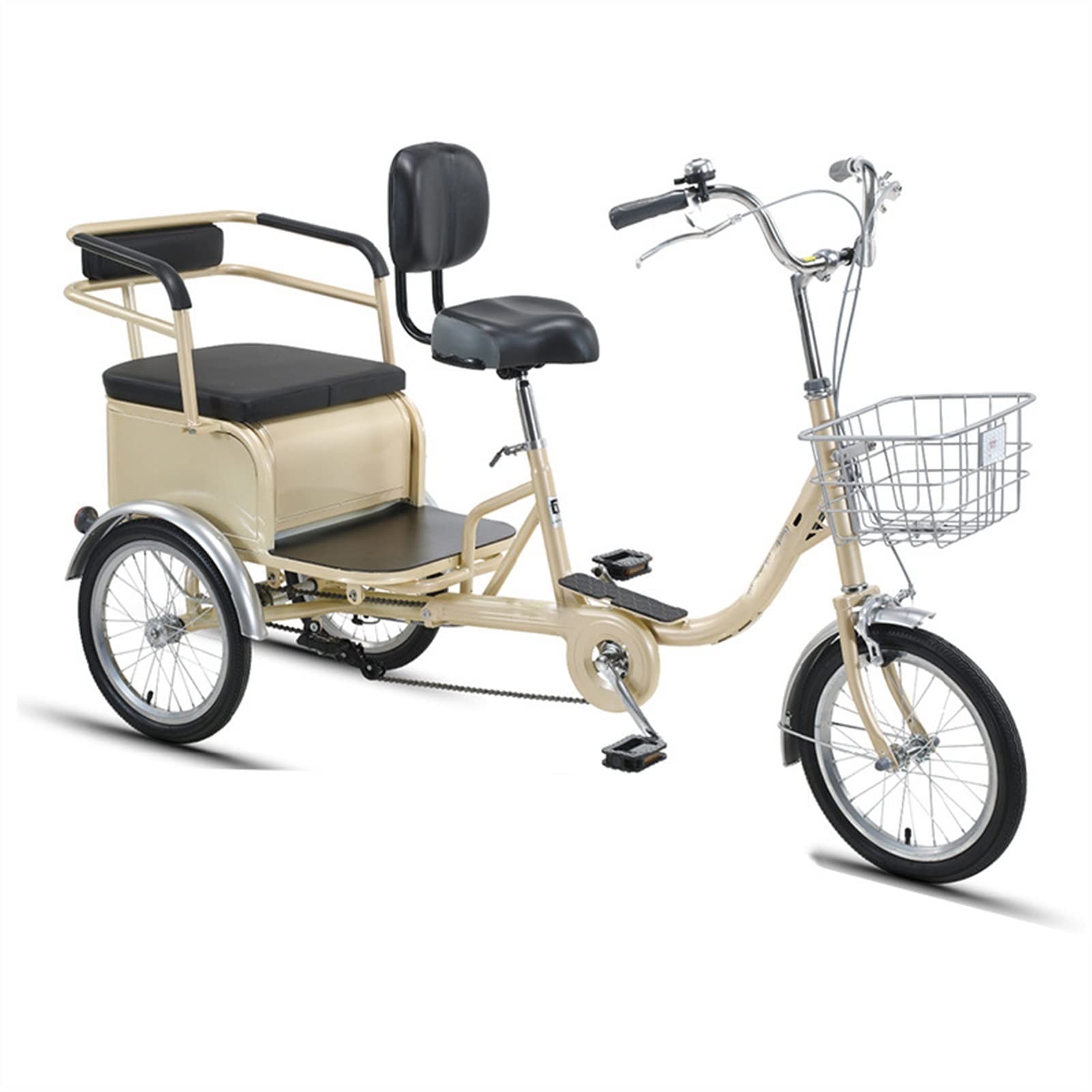 LUYIYI Pedal Rickshaw, Old Pedal Small Bicycle, Adult Cargo Scooter (Color : Gold)