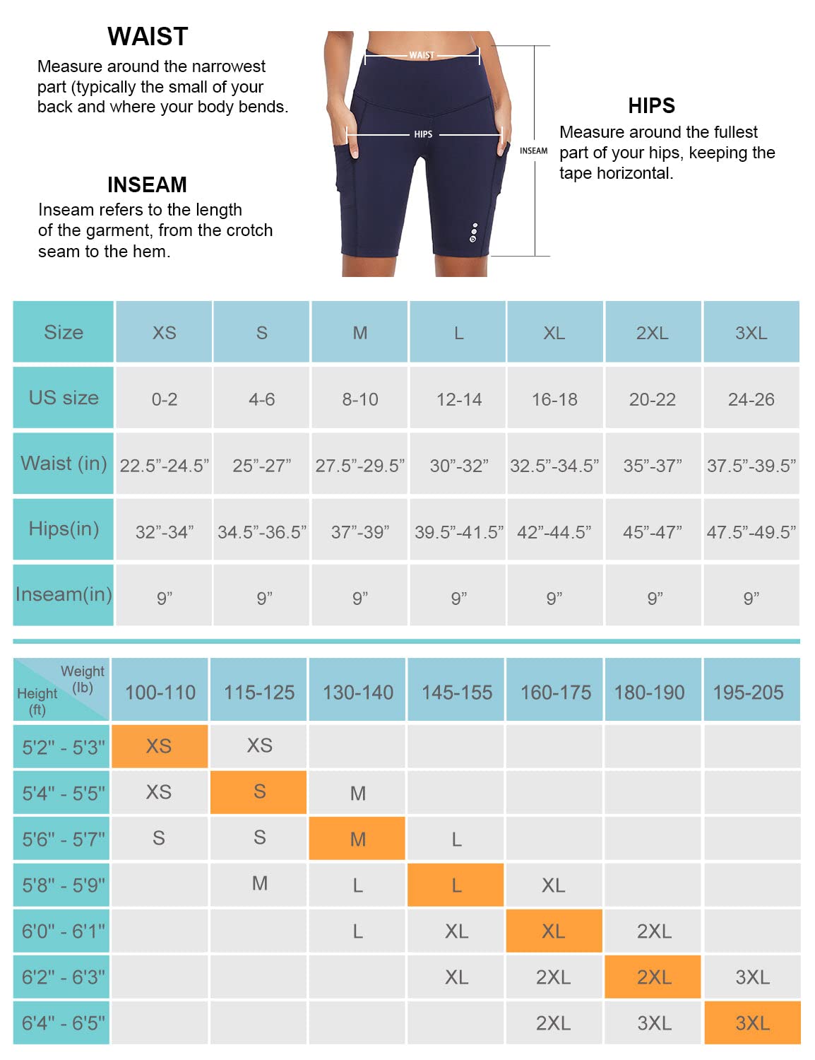 BALEAF Women's 9" Biker Shorts High Waisted Long Compression Running Workout Shorts Side Pockets UPF50+ Black L