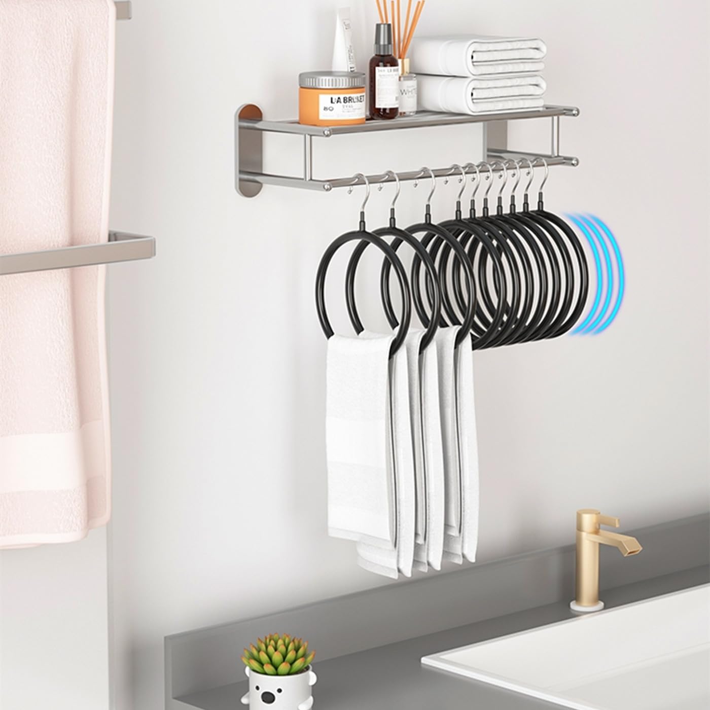Joyindecor Belt/Scarf Hangers for Closet - 8 PCS Nonslip Space Saving Steel Tie Rings Holder Organizer for Neckties, Shawls Scarves, Veils, Pashminas Display(8 Pack, Black)