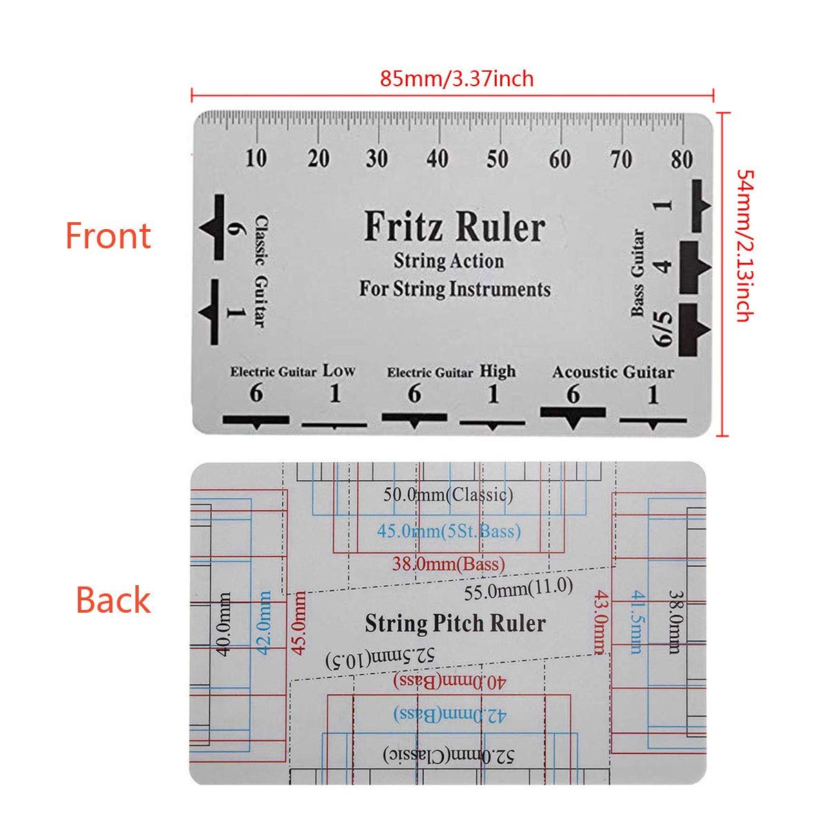Guitar Neck Notched Straight Edge Luthiers Tool with String Action Ruler Gauge for Gibson 24.75" and Fender 25.5" Electric Guitars