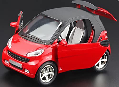 NC Red Pull Back Car Diecast Car Model Collectible Toy Scale 1/32 for Smart Fortwo