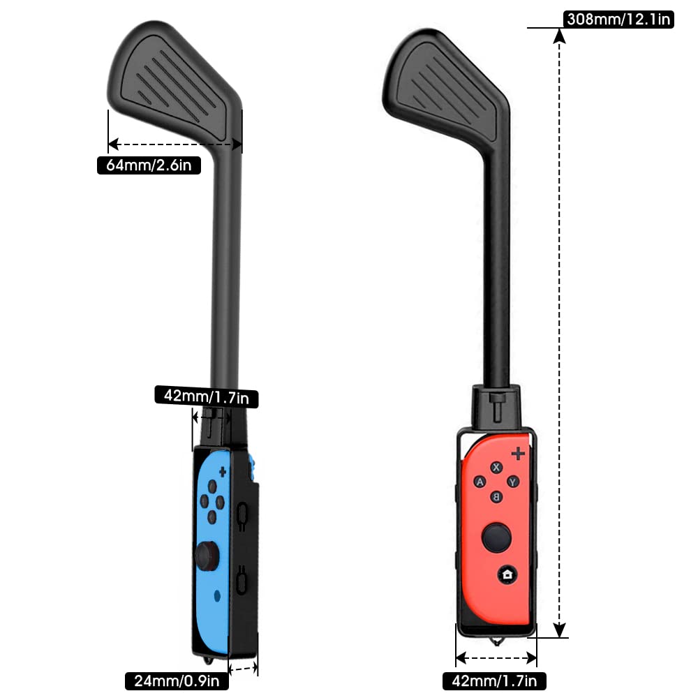 LYCEBELL Golf Club for Nintendo Switch/Switch OLED, Compatible with Mario Golf Super Rush, Switch Sports Accessories, Switch Mario Golf Club Grips - 2 Pack
