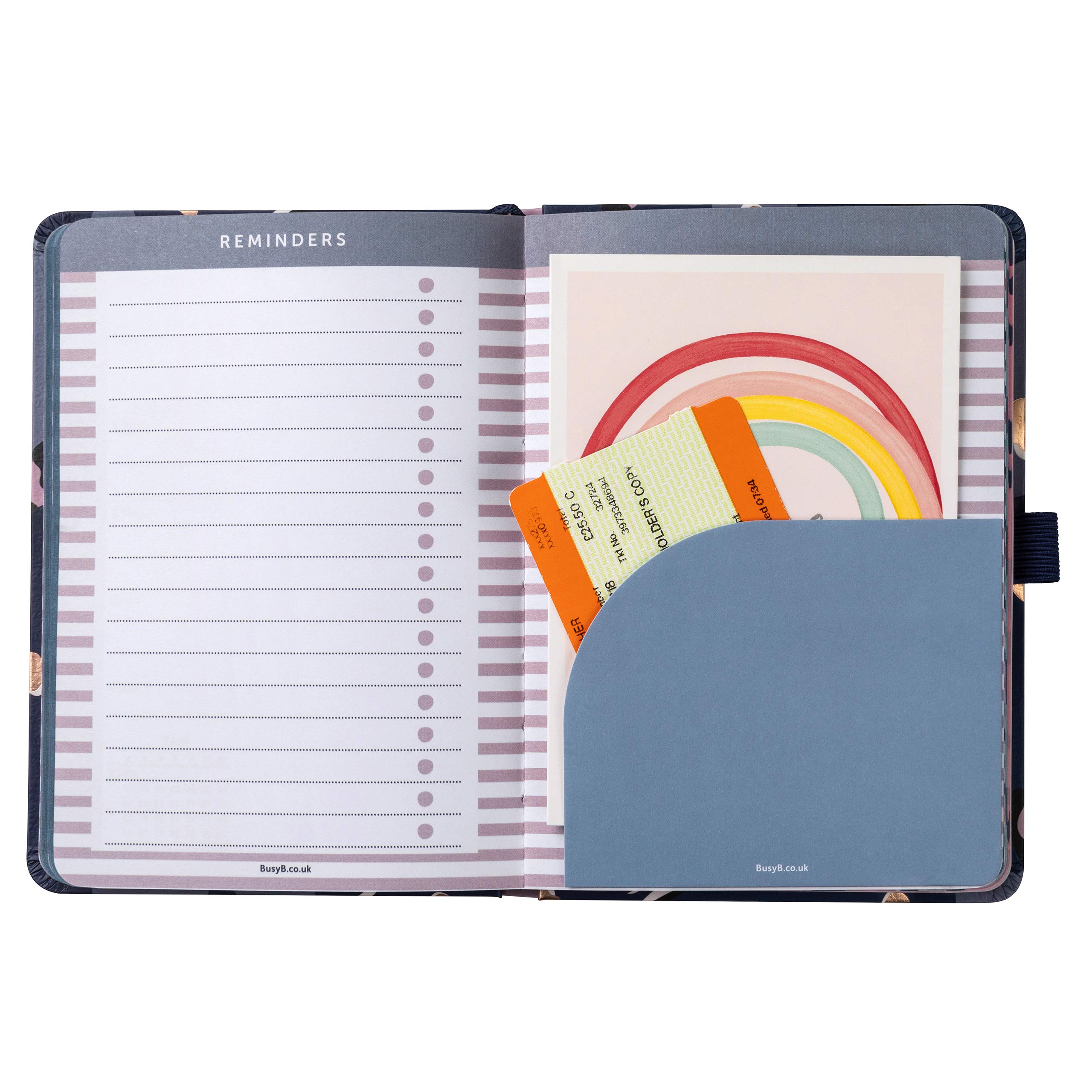 Busy B Mid-Year to Do Diary August 2021 - August 2022. Navy A6 Week to View Planner with Pen Holder, Elastic Closure and Storage Pockets 2021/22 Navy