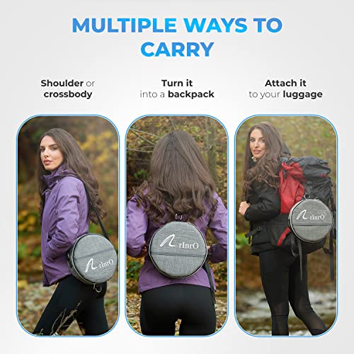 ARINRO Portable Collapsible Stool for Adults Portable Cyclone Seat - Retractable Folding Stool for Camping, Traveling, Hiking, and more - Adjustable Telescoping Stool 400 lbs Load Capacity - Blue