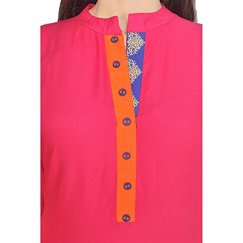 Indian Women's Embroidered Rayon Kurti Red Top By Chichi, Large