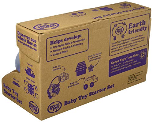 Green Toys Baby Toy Starter Set (First Keys, Stacking Cups, Elephant) Closed Box