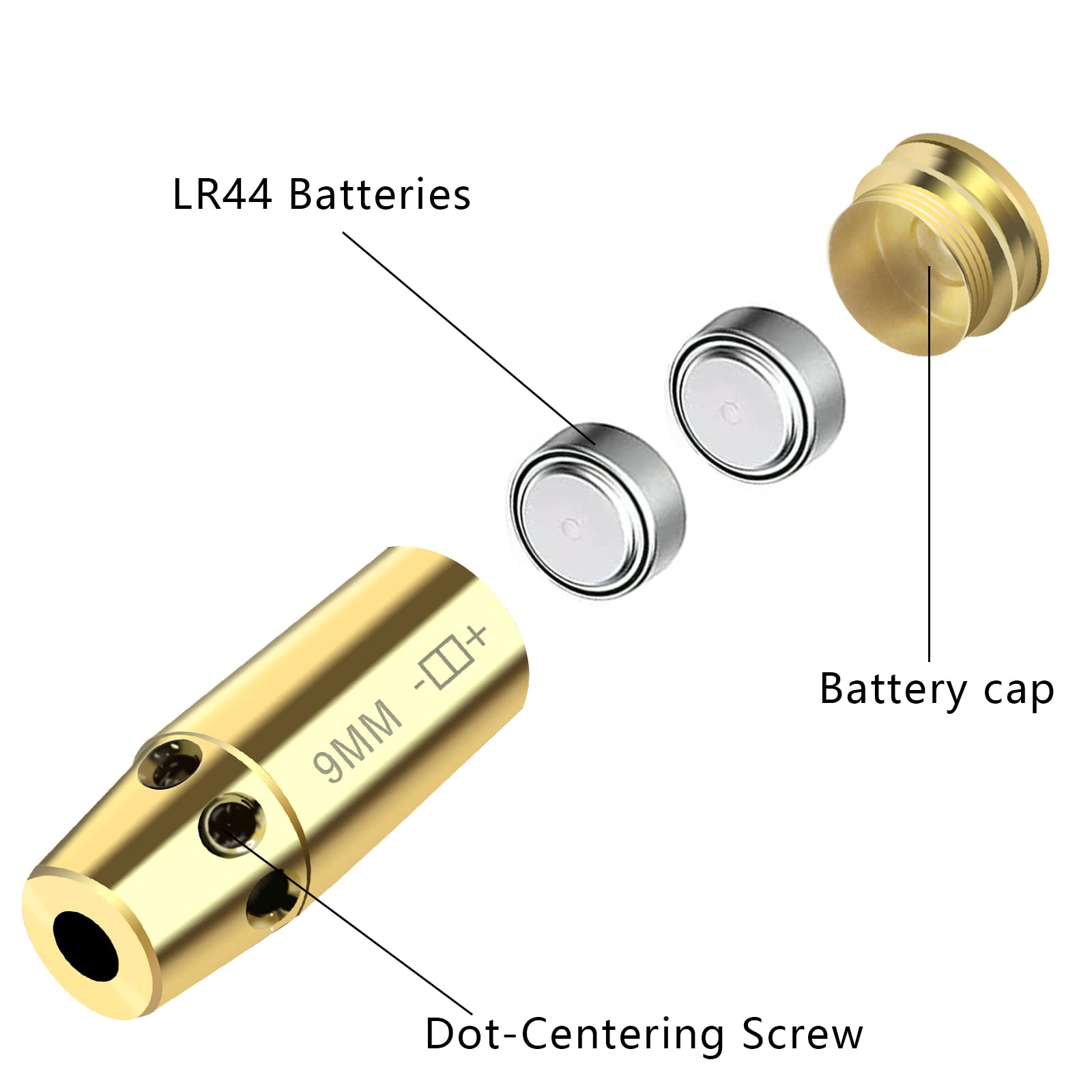 BemerforS Red Dot Bore Sight 9mm Laser Boresighter with 3 Sets of Batteriesā¦