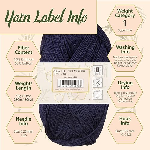JubileeYarn Baby Soft Bamboo Cotton Yarn - 50g/Skein - Shades of Neutral Tones - 4 Skeins