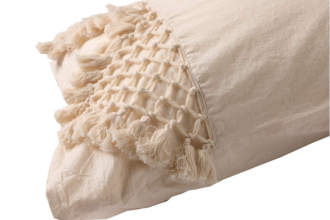 Ivory Duvet Cover Set King Boho Bedding Set Cotton Comforer Cover Set.