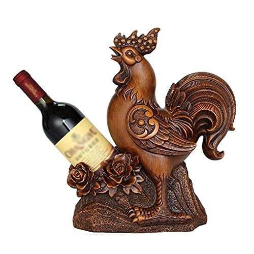 Durable Chinese Grape Wine Rack Zodiac Chicken Wine Tray Wine Storage Rack Kitchen Decor Sculptures and Rustic Bar Decorations Practical (Color : Brown)