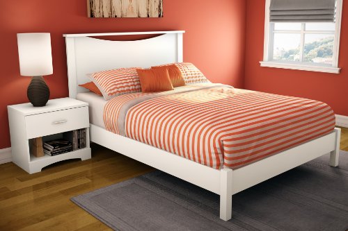 South Shore Step One Platform Bed, Full 54-in, Pure White