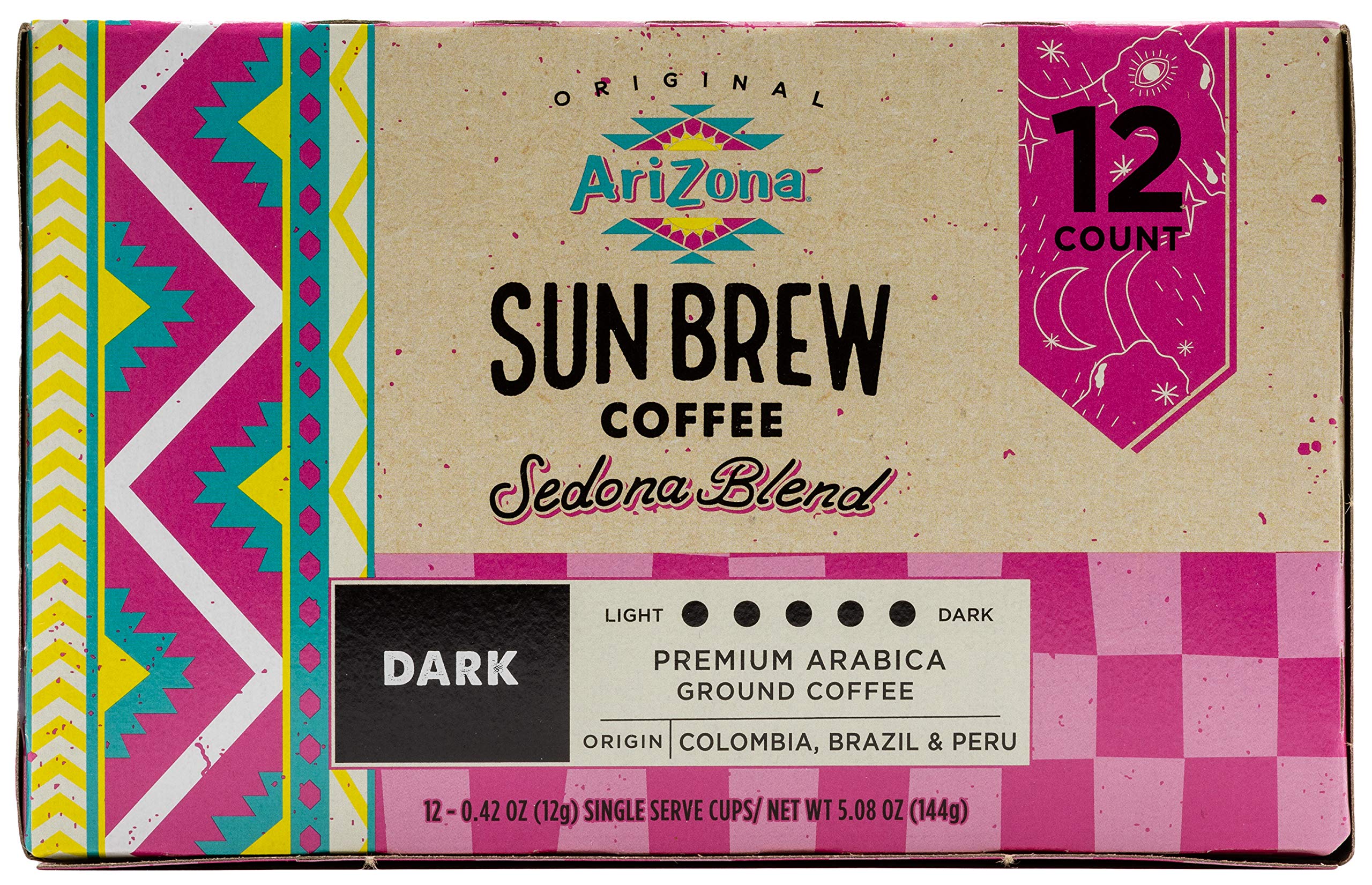 AriZona Sun Brew Coffee - Sedona Blend 36 Count Single Serve Cups - Dark Roast - Premium Arabica - Compatible with Keurig 2.0 K-Cup Brewers