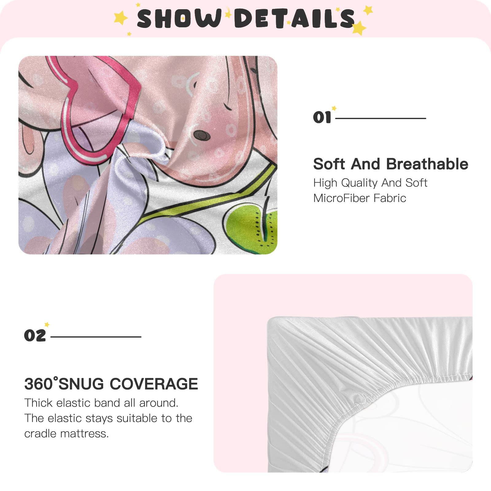 Crib Sheets, Soft Breathable Microfiber Baby Sheet for Standard Size Crib Mattress 28in x 52in, Greeting Card Hippo Nursery Sheet(226cr2h)