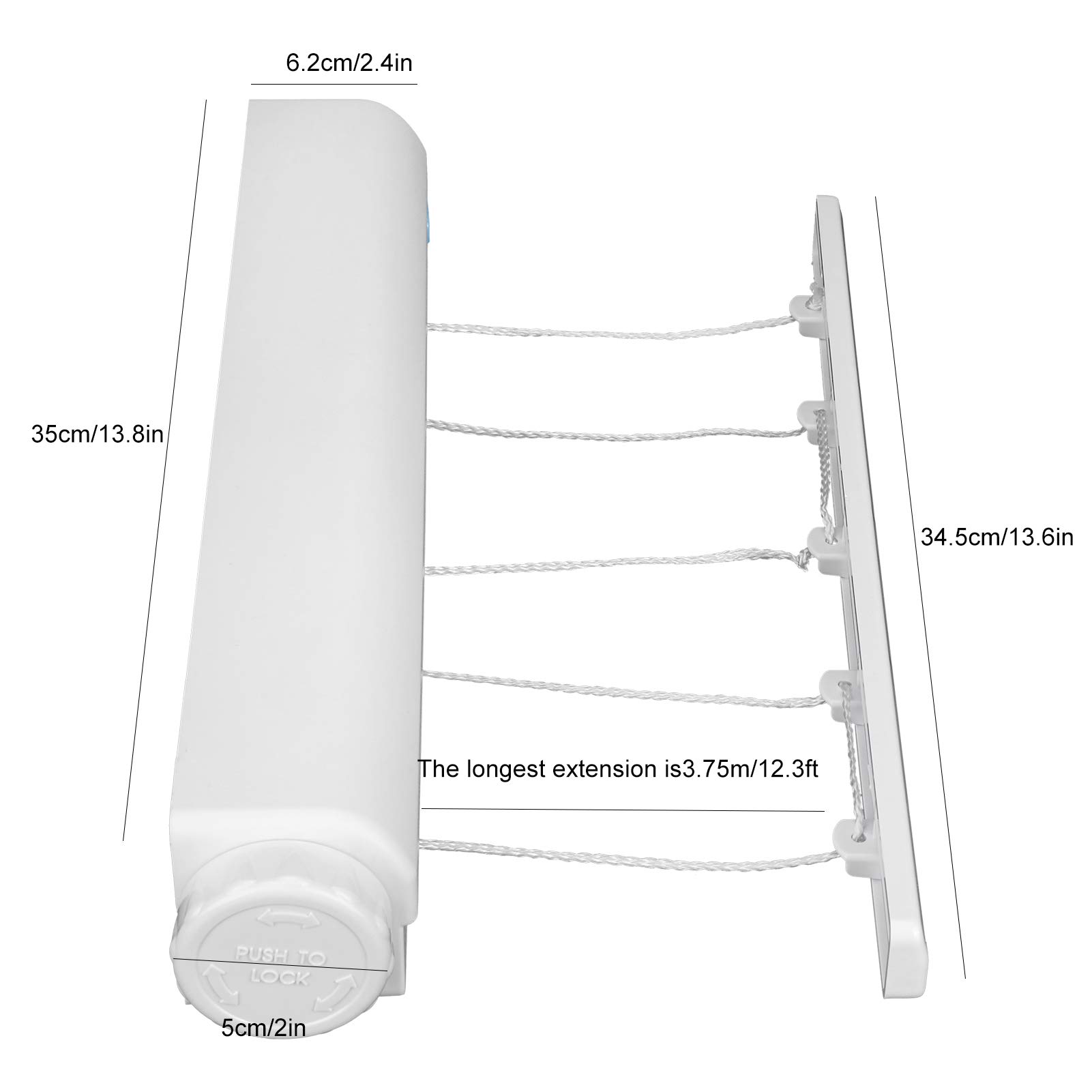 Estink Retractable Clothesline Kit, Plastic Modern Telescopic Retractable Clothesline Clothes Drying Rope Hanger for Indoor Outdoor Home Bathroom Laundry Drying Balcony Supplies (Five