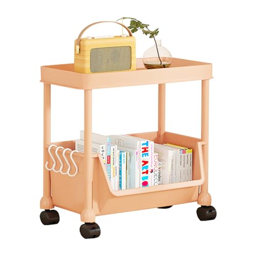 bemyl Mobile Bookshelf, Rolling Cart Book, Book Cart Organizer, Movable Storage Book Shelves, Book Rack Storage, Multi-Functional Mobile Book Cart Organizer