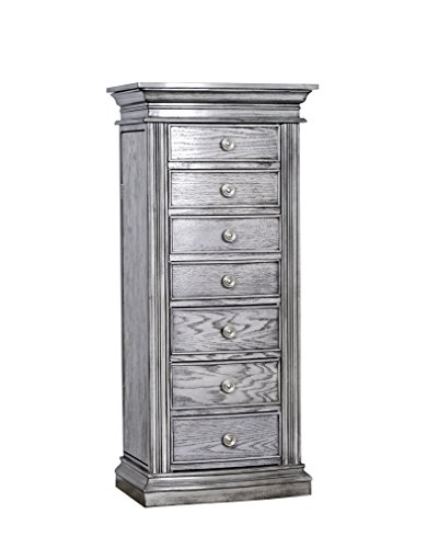 HIVES&HONEY Luke Wood Jewelry Cabinet Armoire Storage Box Chest Stand Organizer Necklace Holder in Smoke Grey