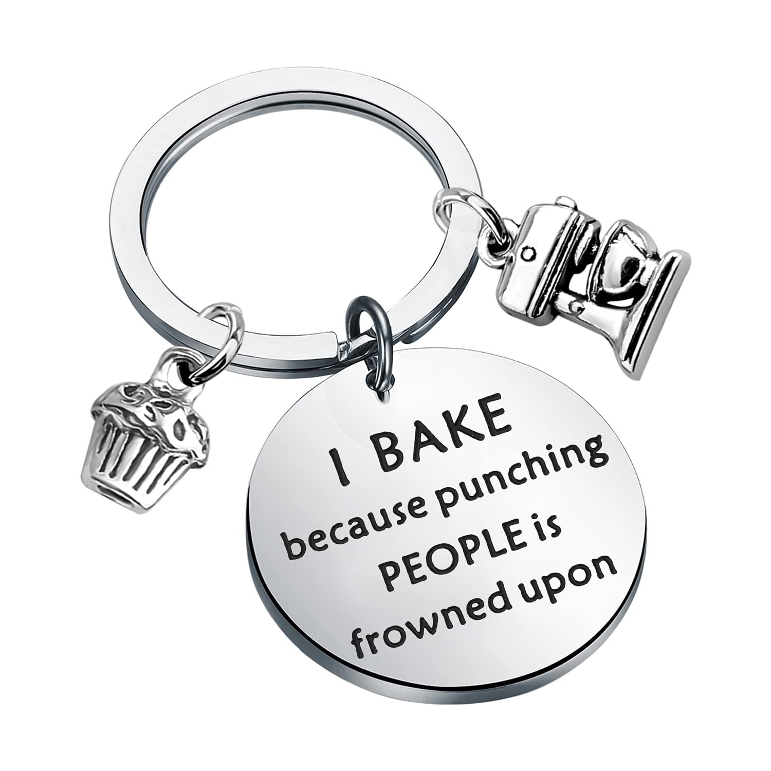 Baker Jewelry Gift for Baker Pastry Gifts Culinary School Gifts Bakers Gifts for Women Men (I BAKE because punching)